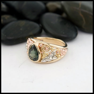Green Sapphire Custom Frame Ring in 14K Gold – Walker Metalsmiths