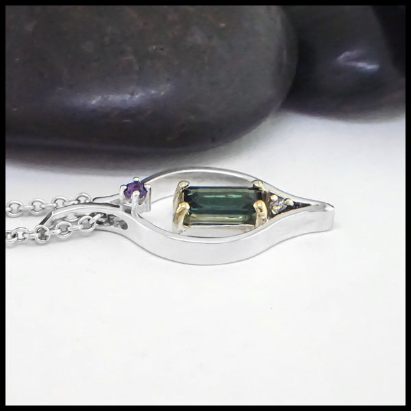 Tourmaline and Diamond Pendant | Walker Metalsmiths
